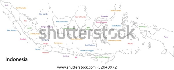 Outline Indonesia Map Provinces Stock Vector (Royalty Free) 52048972