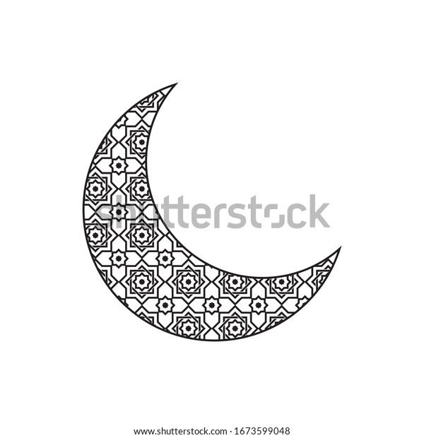 Outline Islamic Ornament Shape Crescent Moon Stock Vector (Royalty Free ...