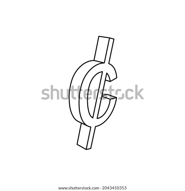 Outline Large Cent Symbol Made Black Stock Vector (Royalty Free ...