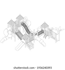 Outline Large Playground Various Slides Isometric Stock Vector (Royalty ...