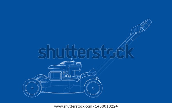 Outline Lawn Mower Vector Wireframe Style Stock Vector (Royalty Free ...