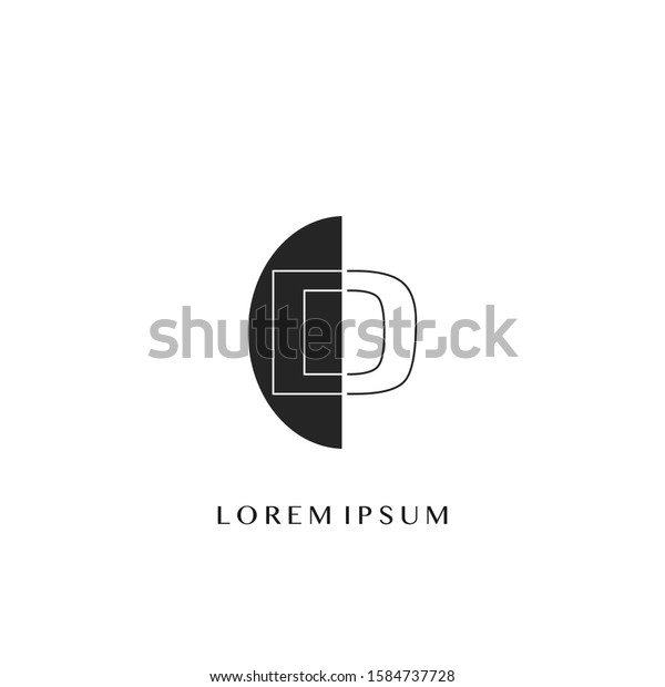Outline Letter D Overlaping Half Ellipse Stock Vector (Royalty Free ...
