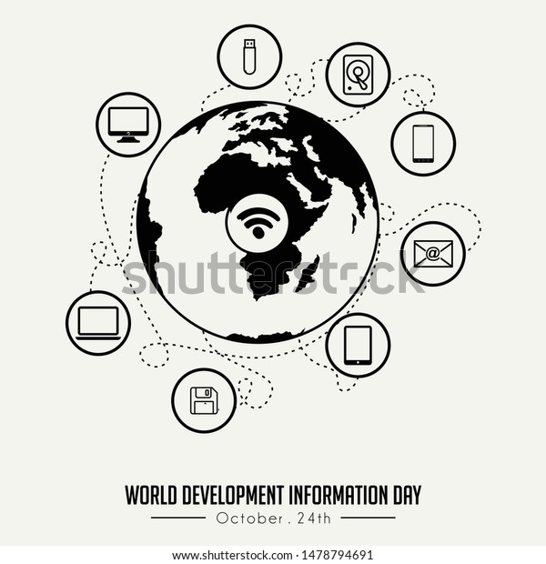 Outline Line Art World Development Information Stock Vector (Royalty ...