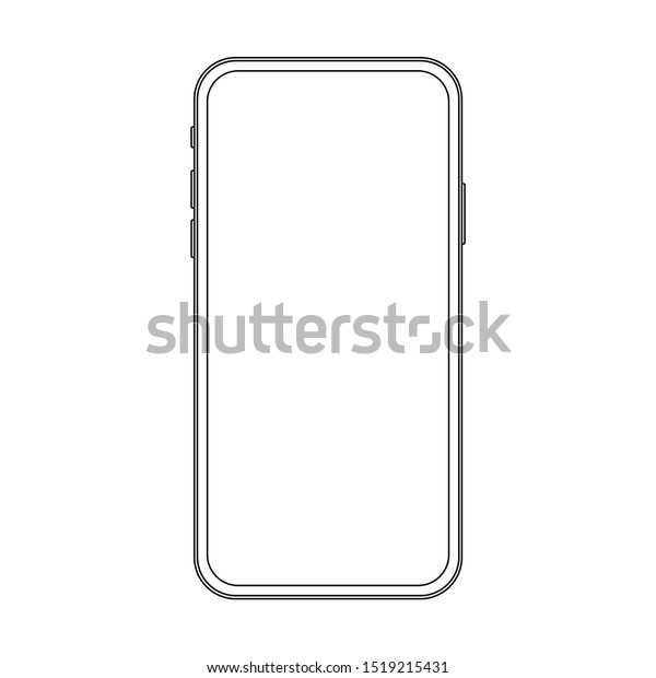 Outline Line Drawing Modern Smartphone Elegant Stock Vector (Royalty ...