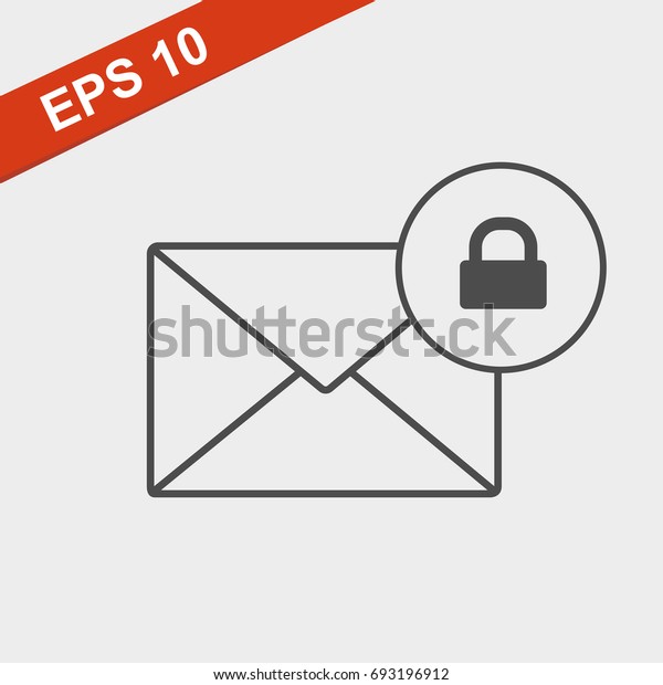 Outline Locked Email Icon On Isolated Stock Vector (Royalty Free ...