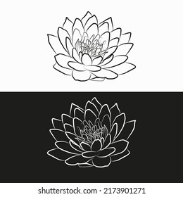 Outline Lotus Flower Stock Vector (Royalty Free) 2173901271 | Shutterstock