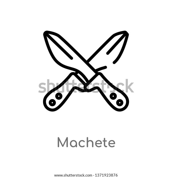 Outline Machete Vector Icon Isolated Black Stock Vector (Royalty Free ...