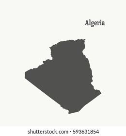 Outline Map Algeria Isolated Vector Illustration Stock Vector (Royalty ...