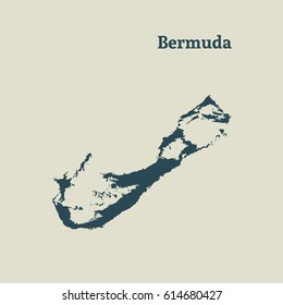 Outline Map Bermuda Isolated Vector Illustration Stock Vector (Royalty ...