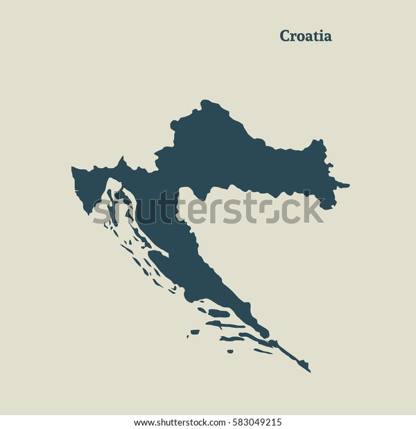 Outline Map Croatia Isolated Vector Illustration Stock Vector (Royalty ...