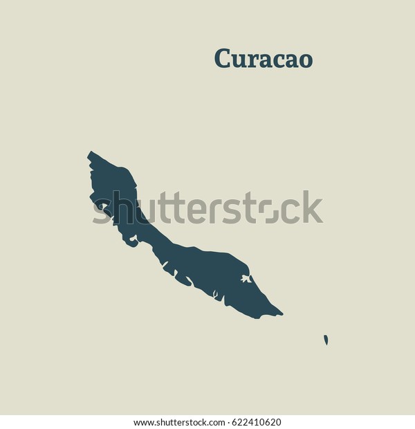 Outline map of Curacao. Isolated vector illustration.