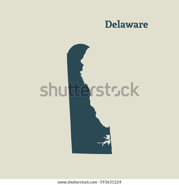 Outline map of Delaware. Isolated vector illustration.