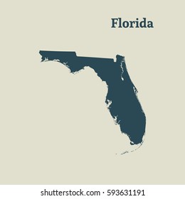 Outline Map Florida Isolated Vector Illustration Stock Vector (Royalty ...
