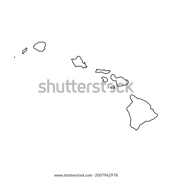 Outline Map Hawaii White Background Vector Stock Vector (Royalty Free ...