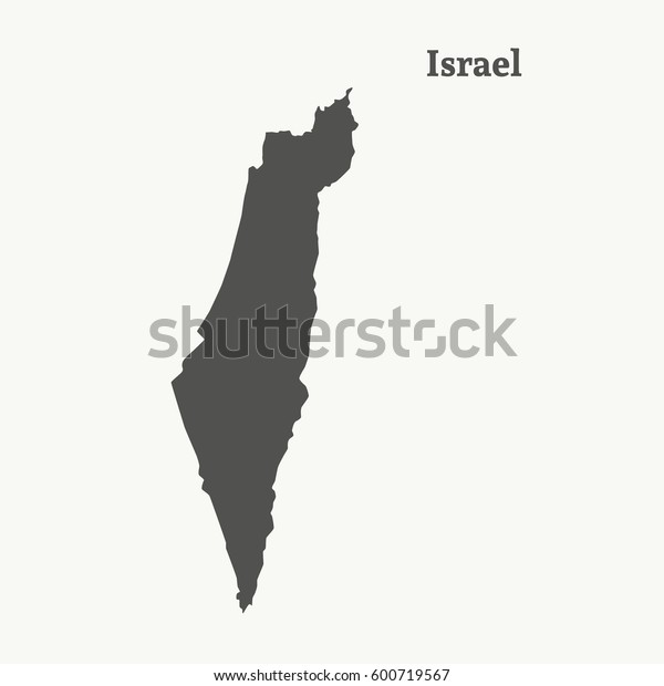 Outline Map Israel Isolated Vector Illustration Stock Vector (Royalty ...