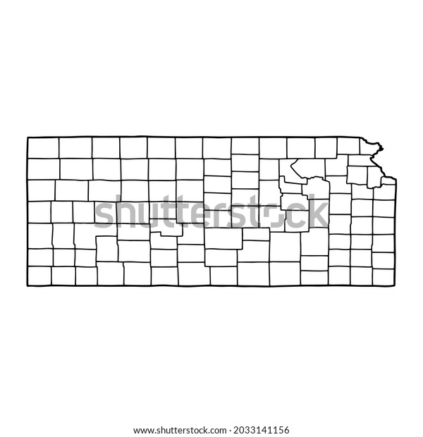 Outline Map Kansas White Background Usa Stock Vector (Royalty Free ...