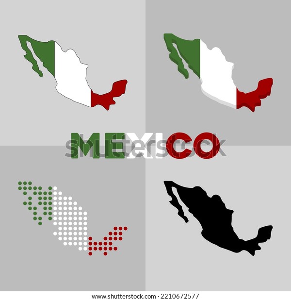 Outline Map Mexico Borders Flag Country Stock Vector (Royalty Free ...