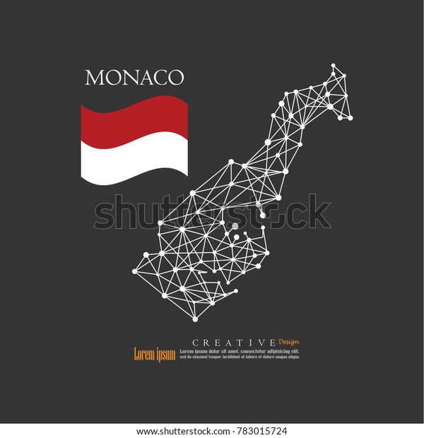 Outline Map Monaco Nation Flagvector Illustration Stock Vector (Royalty ...