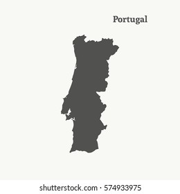 Grey Portugal Map Flat Vector Illustration Stock Vector (Royalty Free ...