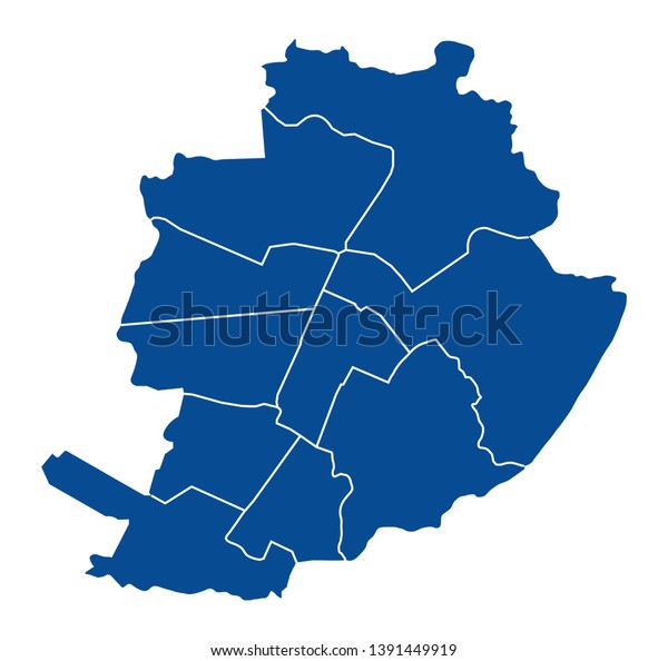 Outline Map Turin Districts Stock Vector (Royalty Free) 1391449919 ...