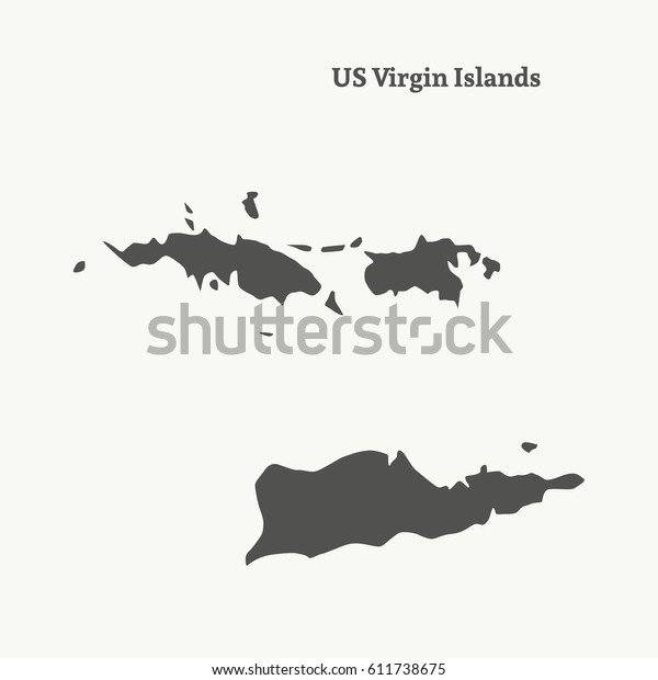 Outline Map Us Virgin Islands Isolated Stock Vector (Royalty Free ...