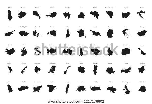 Outline Maps European Countries All Countries Stock Vector (Royalty ...