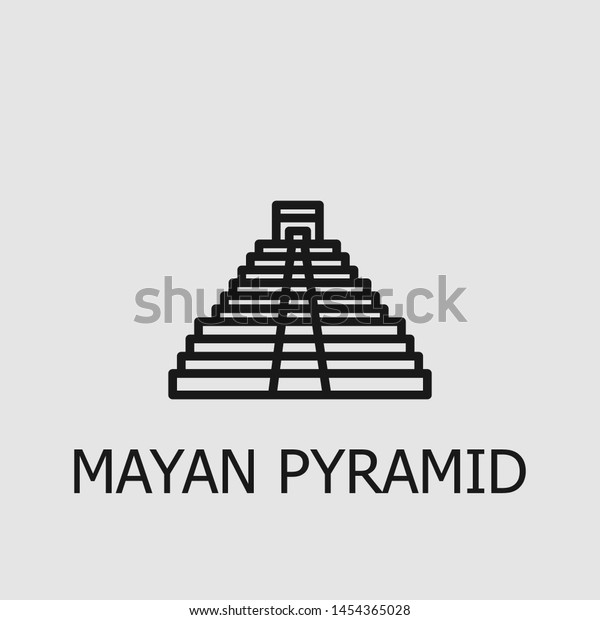 Vektor Stok Outline Mayan Pyramid Vector Icon Mayan (Tanpa Royalti ...
