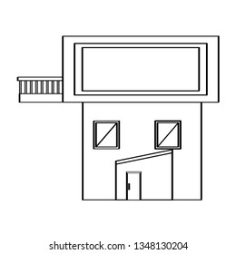 Outline Modern House Building Vector Illustration Stock Vector (Royalty ...
