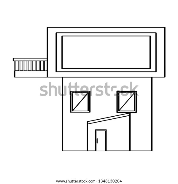 Outline Modern House Building Vector Illustration Stock Vector (Royalty ...