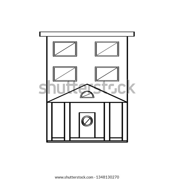 Outline Modern House Building Vector Illustration Stock Vector (Royalty ...