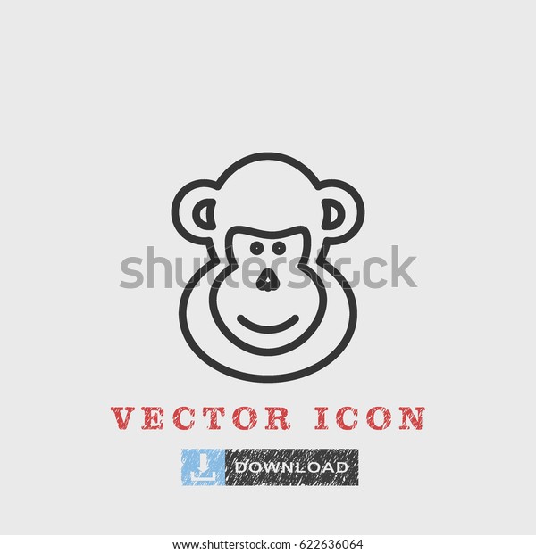 Outline Monkey Face Icon Illustration Isolated Stock Vector (Royalty ...
