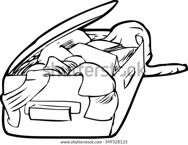 Outline Open Suitcase Clothing Inside Over Stock Vector (Royalty Free ...