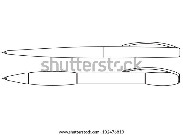 Outline Pens Vector Illustration Pen Stock Vector (Royalty Free) 102476813