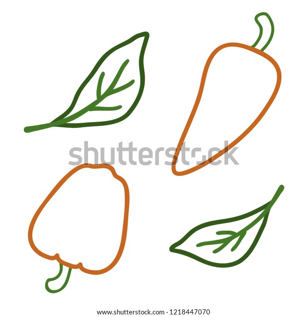 Outline Pepper Set Vector Illustration Stock Vector (Royalty Free ...