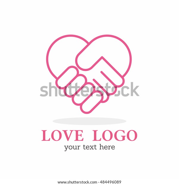 Outline Pink Hand Shake Love Heart Stock Vector (Royalty Free) 484496089