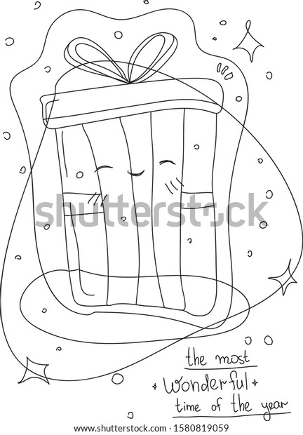Outline Present Coloring Black White Present Stock Vector (Royalty Free ...