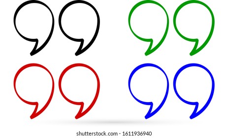 Outline Quotes Icon Set Isolated On Stock Vector (Royalty Free ...