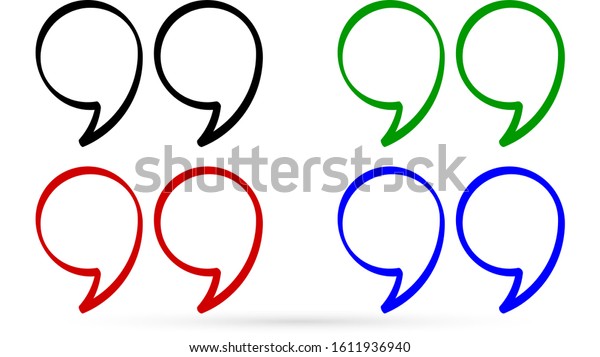 Outline Quotes Icon Set Isolated On: เวกเตอร์สต็อก (ปลอดค่าลิขสิทธิ์ ...