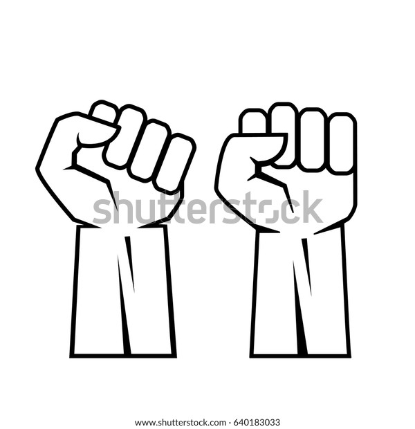Outline Raised Fist Hands Vector Eps 库存矢量图（免版税）640183033