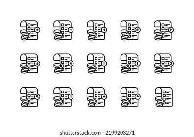 Outline Receipt Icons Editable Outline Receipt Stock Vector (Royalty ...