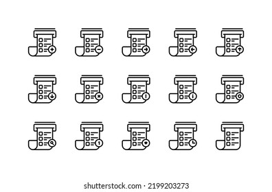 Outline Receipt Icons Editable Outline Receipt Stock Vector (Royalty ...