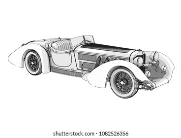 Vector Line Art Drawing Early 60s Stock Vector (Royalty Free) 36993724 ...