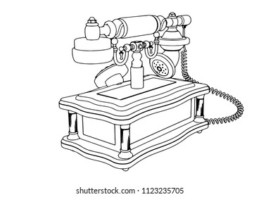 Outline Retro Phone Vector: เวกเตอร์สต็อก (ปลอดค่าลิขสิทธิ์) 1123235705 ...