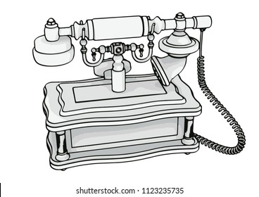 Outline Retro Phone Vector Stock Vector (Royalty Free) 1123235735 ...
