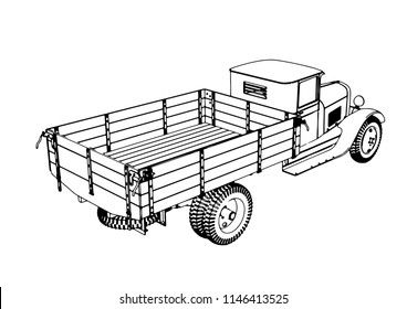 Outline Retro Truck Vector Stock Vector (Royalty Free) 1146936095 ...