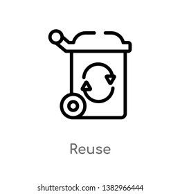Outline Reuse Vector Icon Isolated Black Stock Vector (Royalty Free ...
