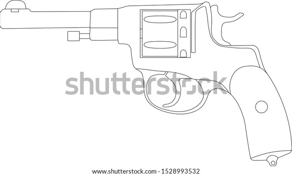 Outline Revolver Coloring Vector Illustration: เวกเตอร์สต็อก (ปลอดค่า ...