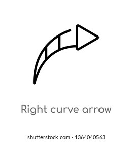 Outline Right Curve Arrow Vector Icon Stock Vector (Royalty Free ...
