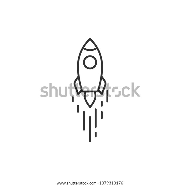 Outline Rocket Ship Fire Isolated On Stock Vector (Royalty Free ...