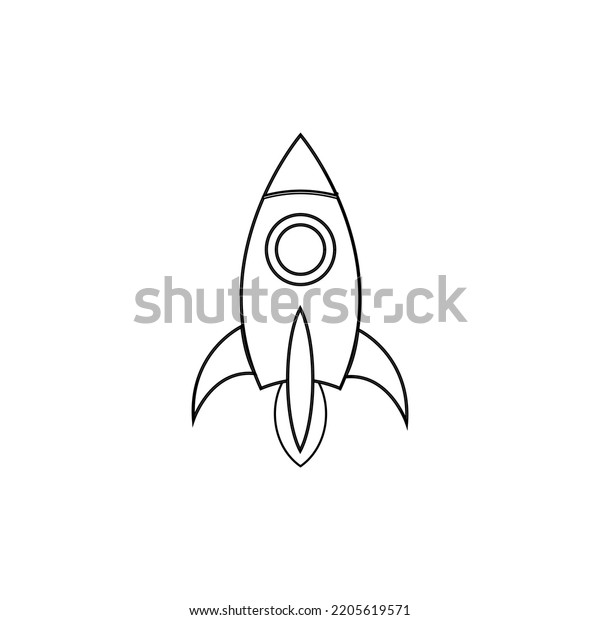 Outline Rocket Ship Fire Isolated On Stock Vector (Royalty Free ...